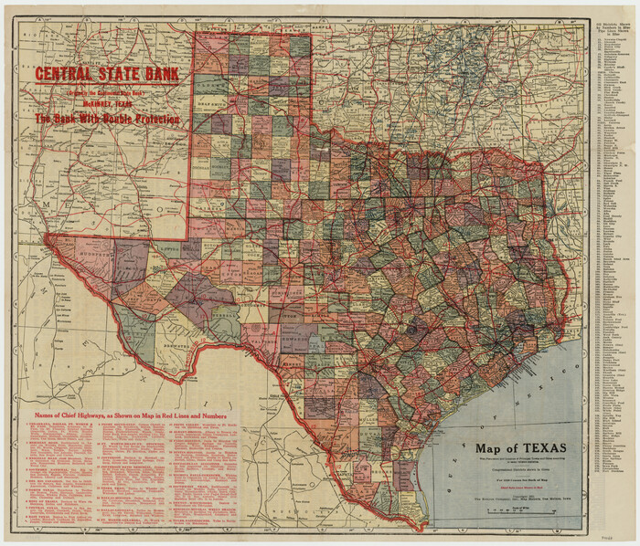 Map of Texas with population and location of principal towns and cities ...